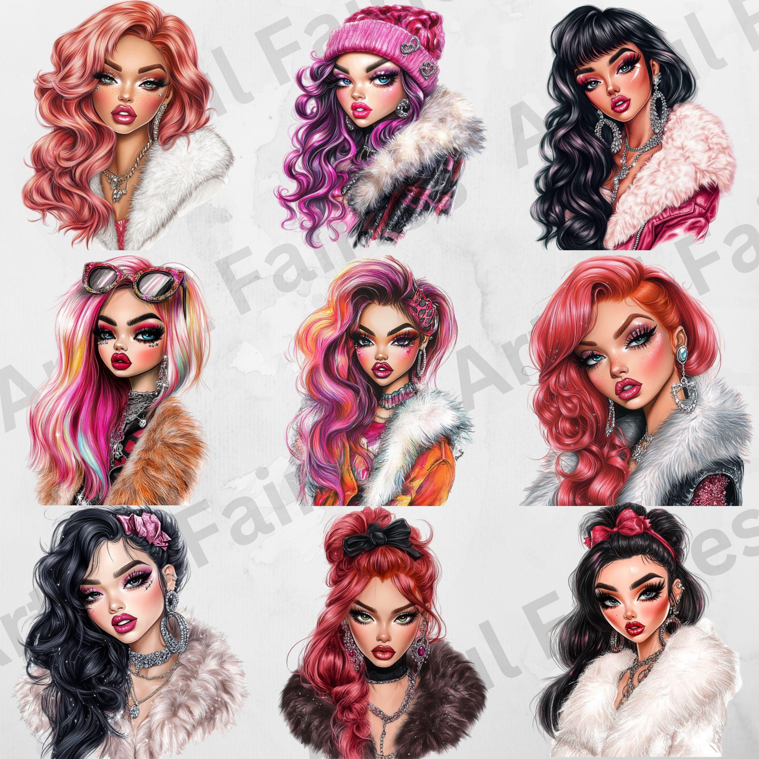 Mob Wives Clipart, Girl Chibi Clipart PNG, Fashion Clipart, Cute Chibi ...