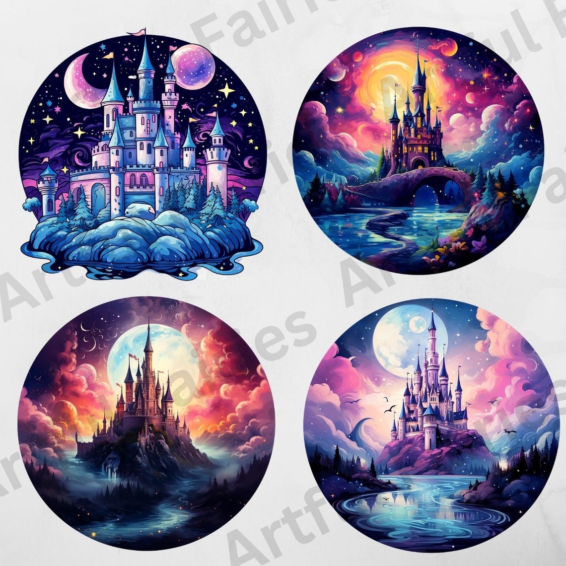 Fantasy Castle Clipart Fantasy Clipart Castle in the Sky - Etsy