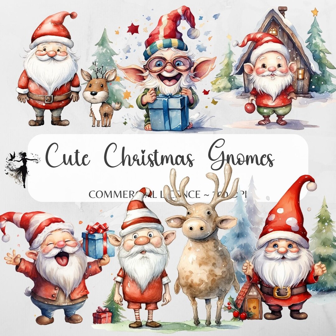 Christmas Gnome Clipart Watercolor Christmas Gnomes PNG Christmas PNG ...