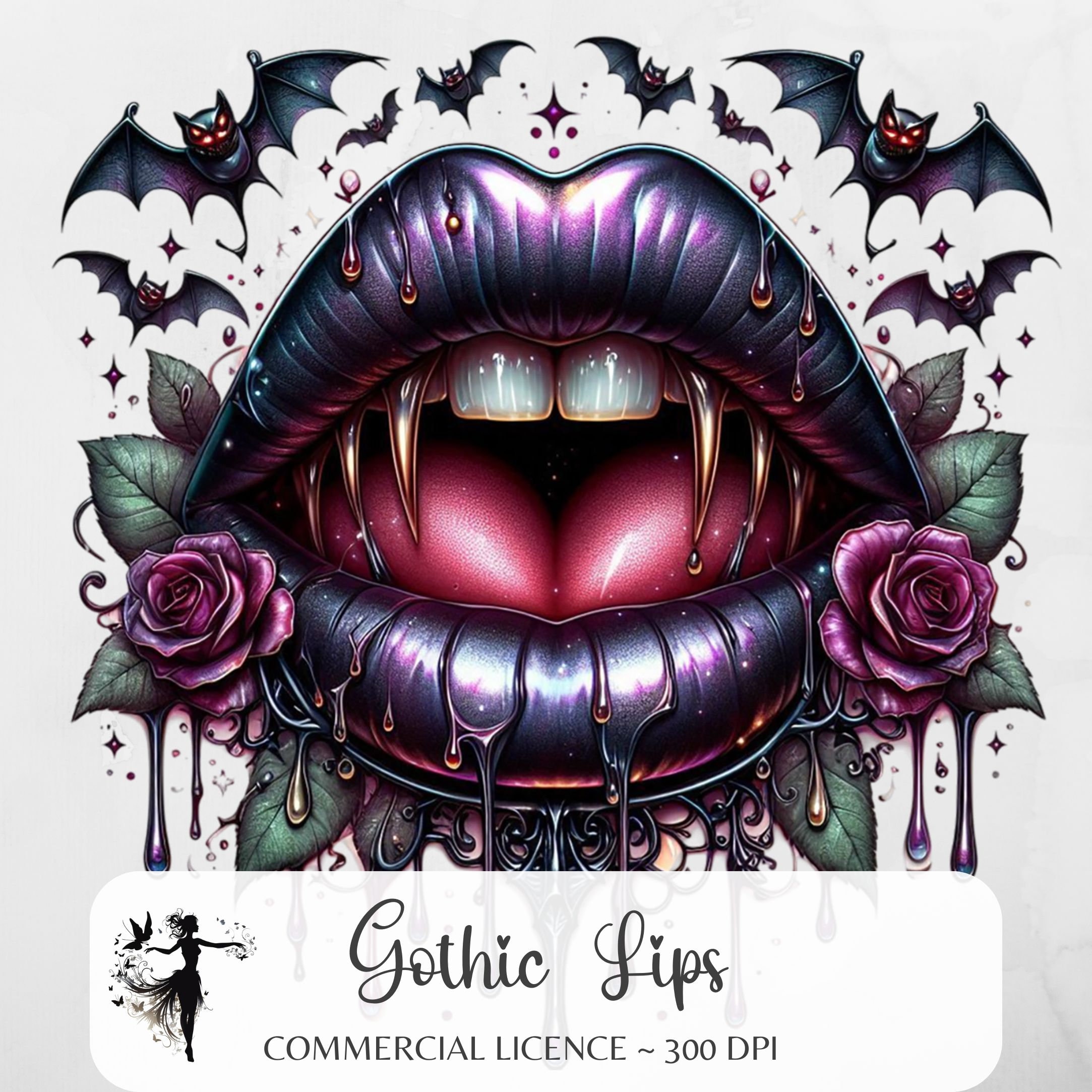 Gothic Lips PNG Sublimation Design Halloween DTF Lip Print Clipart ...