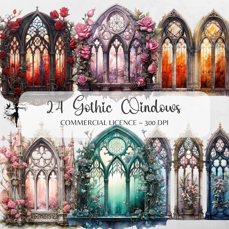 Red Gothic Window Film - Etsy