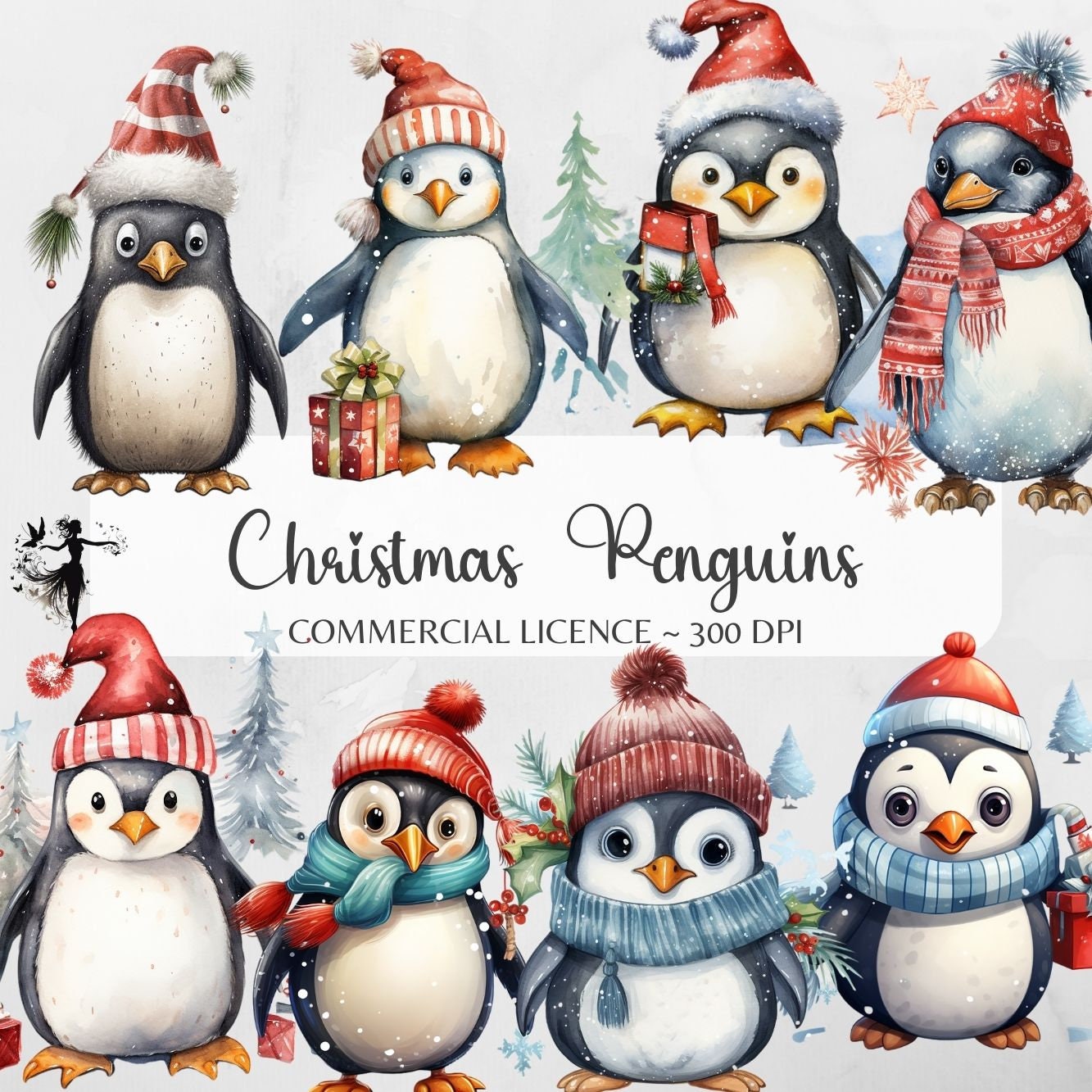 Christmas Penguin PNG Watercolor Penguin Clipart Christmas PNG ...