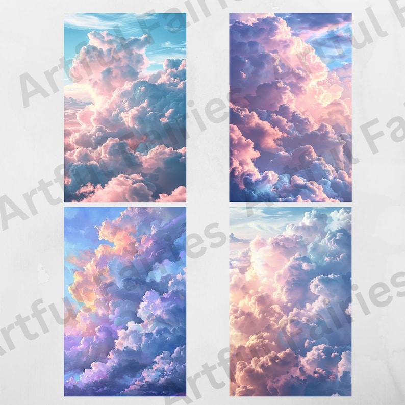 Pastel Clouds Junk Journal Pages Kit Sky Junk Journal Paper Pack ...
