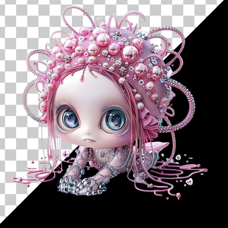 Alien Girl Clipart Chibi Alien PNG Space Astronaut Sticker Cute Fantasy ...