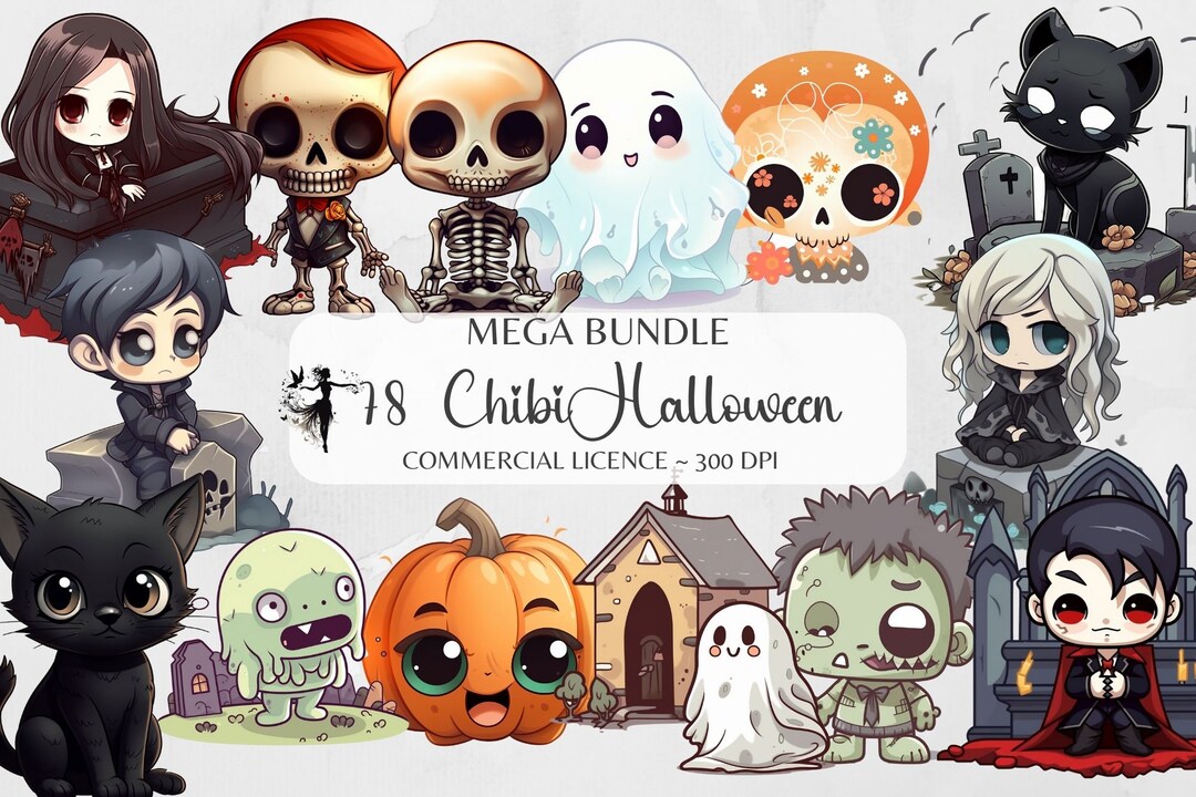 Kawaii Halloween Clipart Cute Halloween PNG Chibi Clipart Kawaii ...