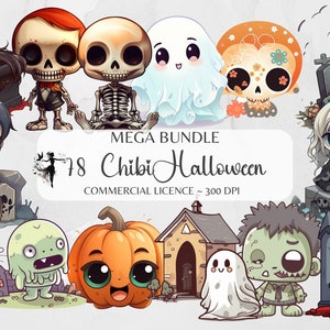 Kawaii Halloween Clipart Cute Halloween PNG Chibi Clipart Kawaii ...