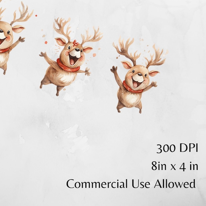 Reindeer PNG Watercolor Reindeer Clipart Cute Reindeer - Etsy
