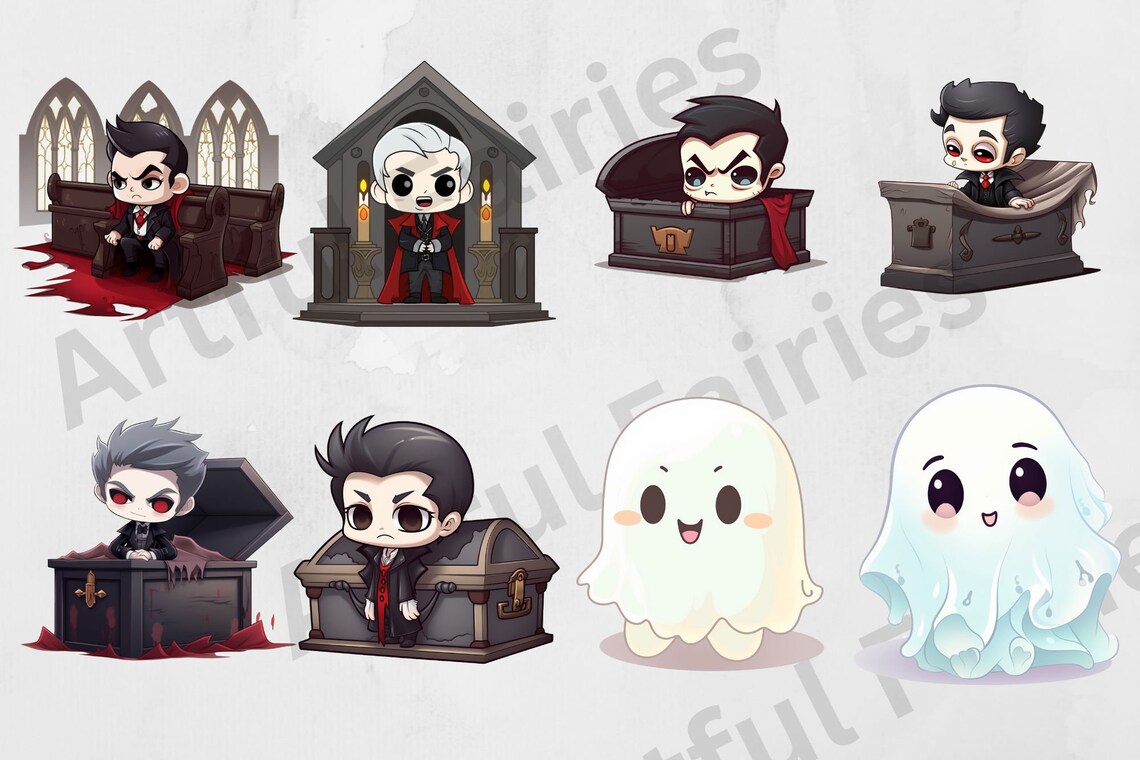 Kawaii Halloween Clipart Cute Halloween PNG Chibi Clipart - Etsy