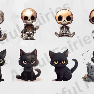 Kawaii Halloween Clipart Cute Halloween PNG Chibi Clipart - Etsy