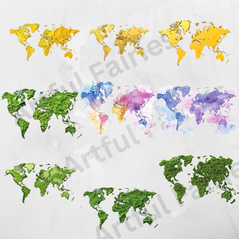 World Map Clipart Pastel Earth Watercolor Maps PNG Printable World Map ...