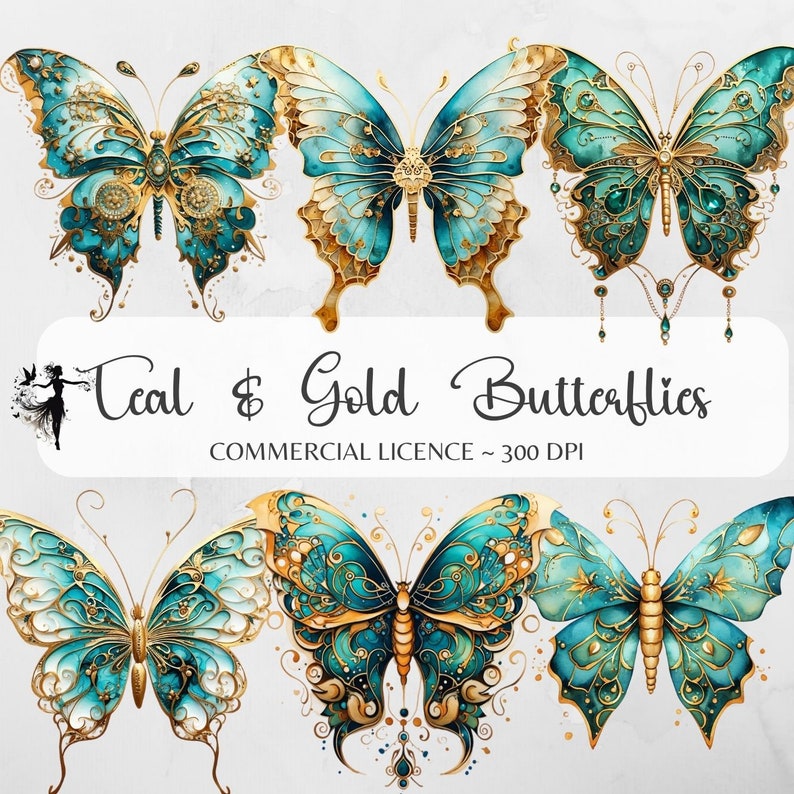 Butterfly Clipart Teal Butterfly PNG Butterflies PNG Gold Butterfly ...