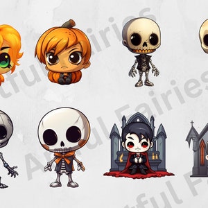 Kawaii Halloween Clipart Cute Halloween PNG Chibi Clipart - Etsy