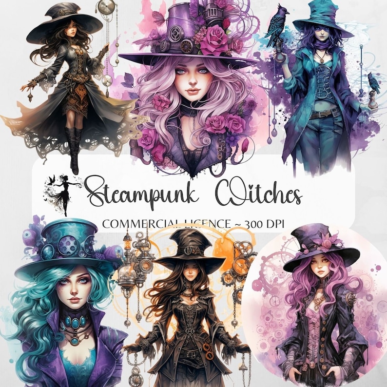 Steampunk Witch Clipart Steampunk Clipart Halloween Clipart - Etsy