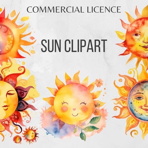 Watercolor Sun Clipart Sun Watercolour Clipart Warm Sun PNG Summer Sun ...