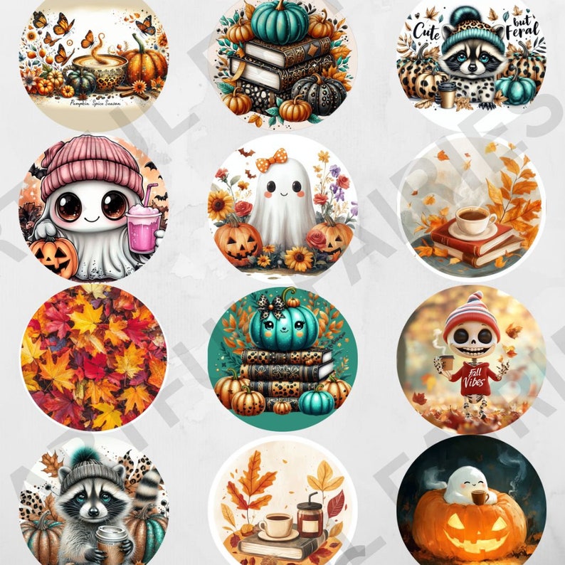 Fall Car Coaster PNG Bundle Sublimation Design Autumn Halloween ...