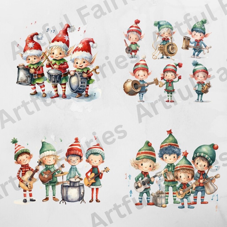 Christmas Band PNG Christmas PNG Christmas Elf PNG Watercolor Elf ...