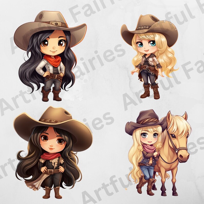 Cowgirl Clipart Western Clipart Cowgirl PNG Chibi Clipart Chibi PNG ...