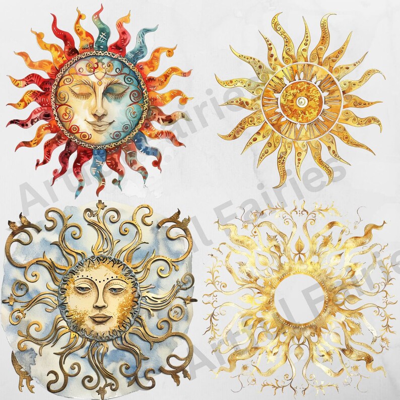 Filigree Sun Clipart PNG Celestial Fantasy Sun Rays Junk Journal ...