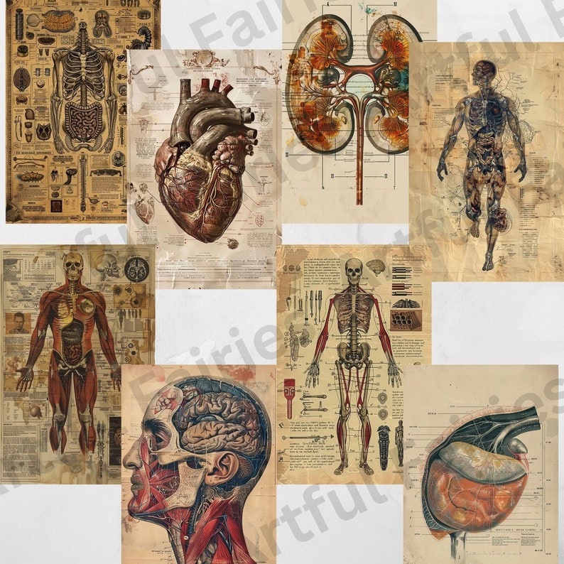 Human Anatomy Ephemera Clipart Bundle Digital Planner Junk Journal ...