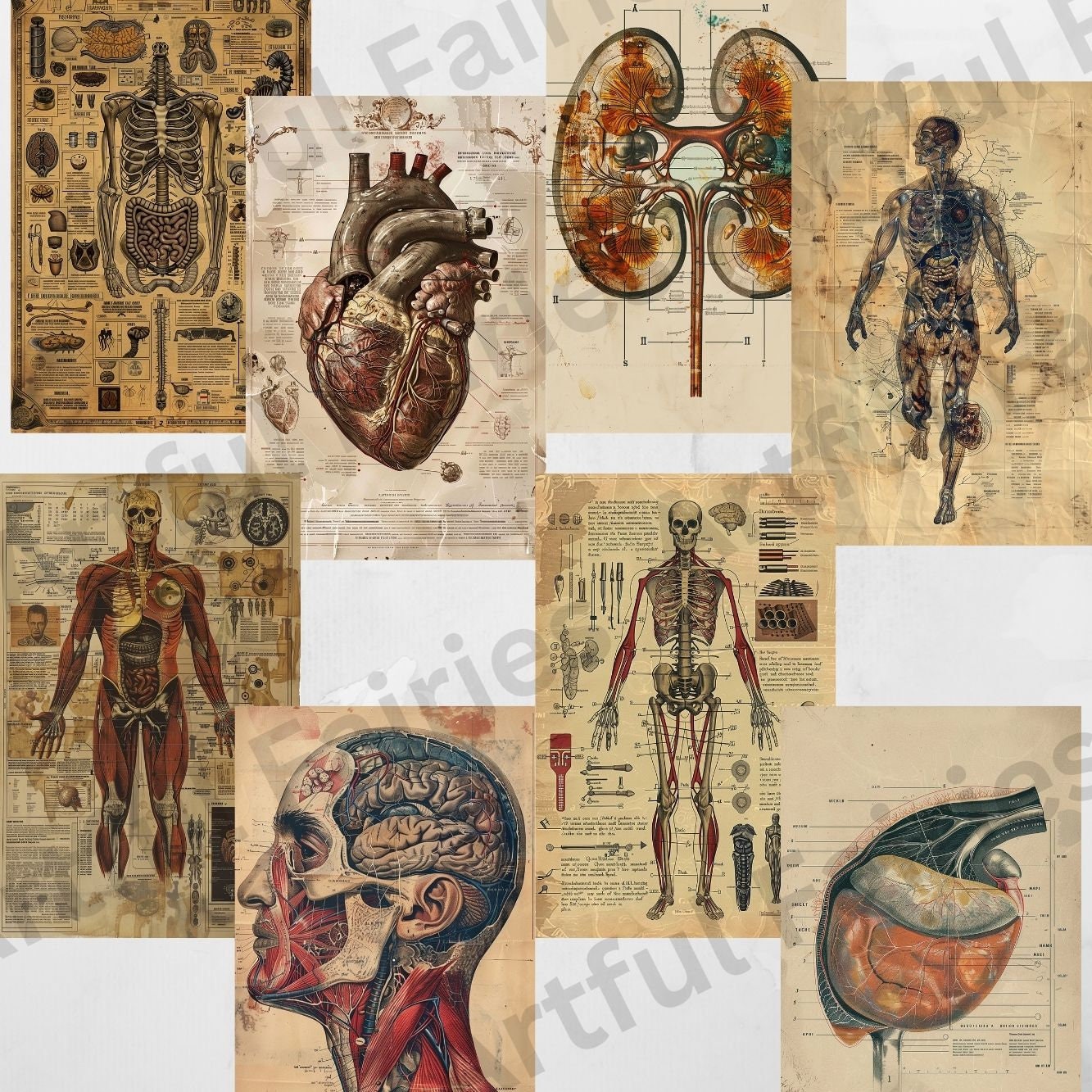 Human Anatomy Ephemera Clipart Bundle Digital Planner Junk Journal ...