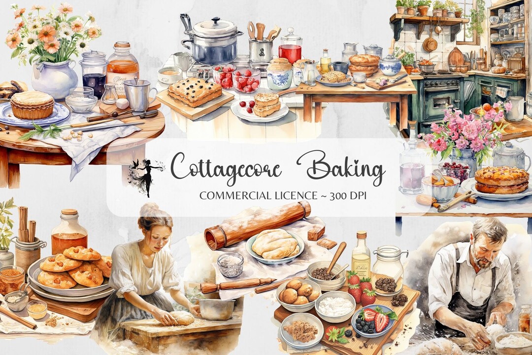 Watercolor Baking Clipart Baking PNG Farmhouse Food Kitchen Home Bakery ...