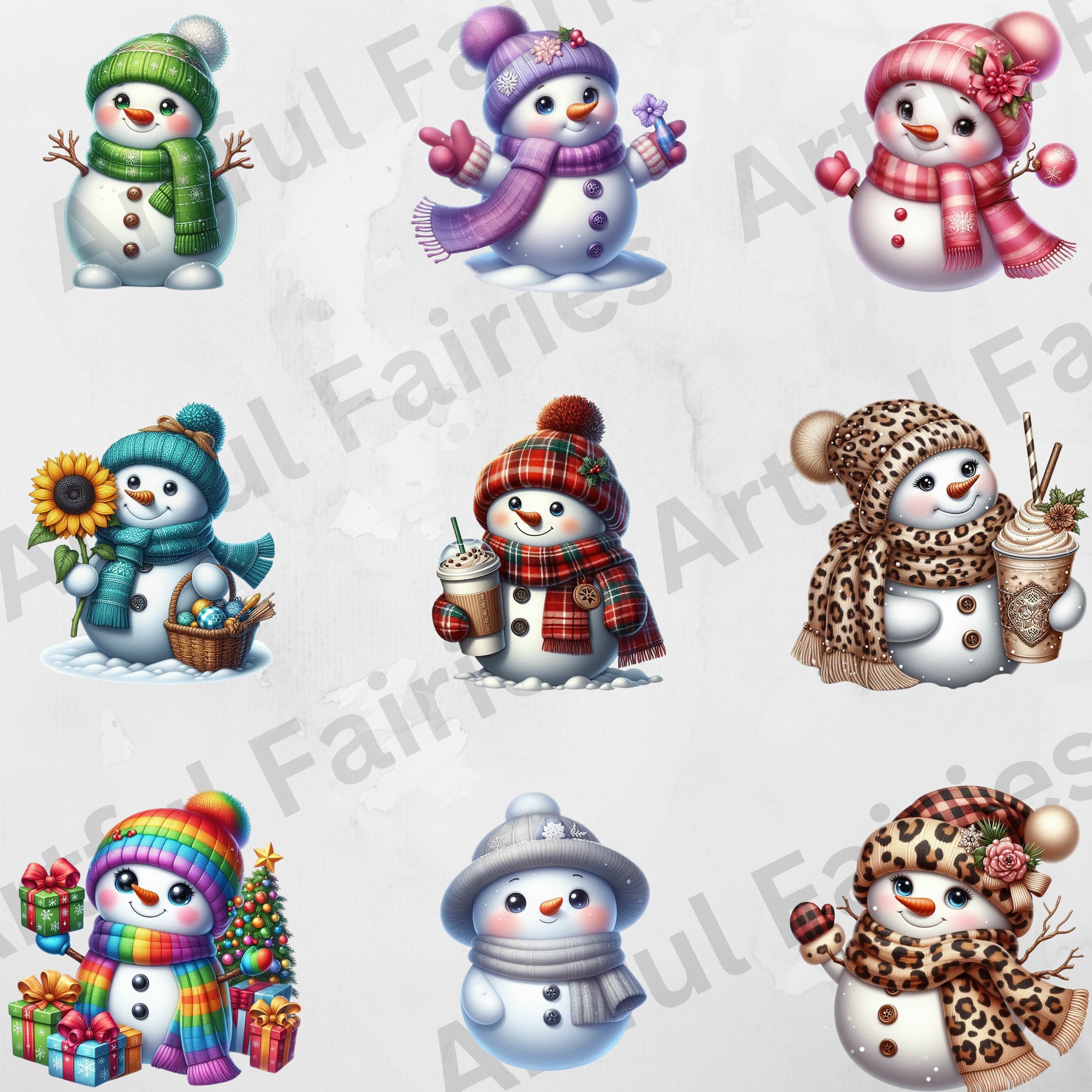 Cute Snowmen Clipart Snowman PNG Christmas Graphics Winter Holidays ...