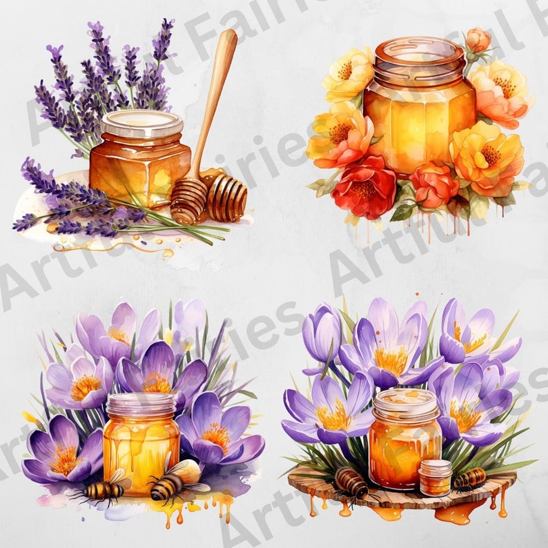 Watercolor Honey Clipart Honey Bee PNG Bee PNG Bee Clipart Honey ...