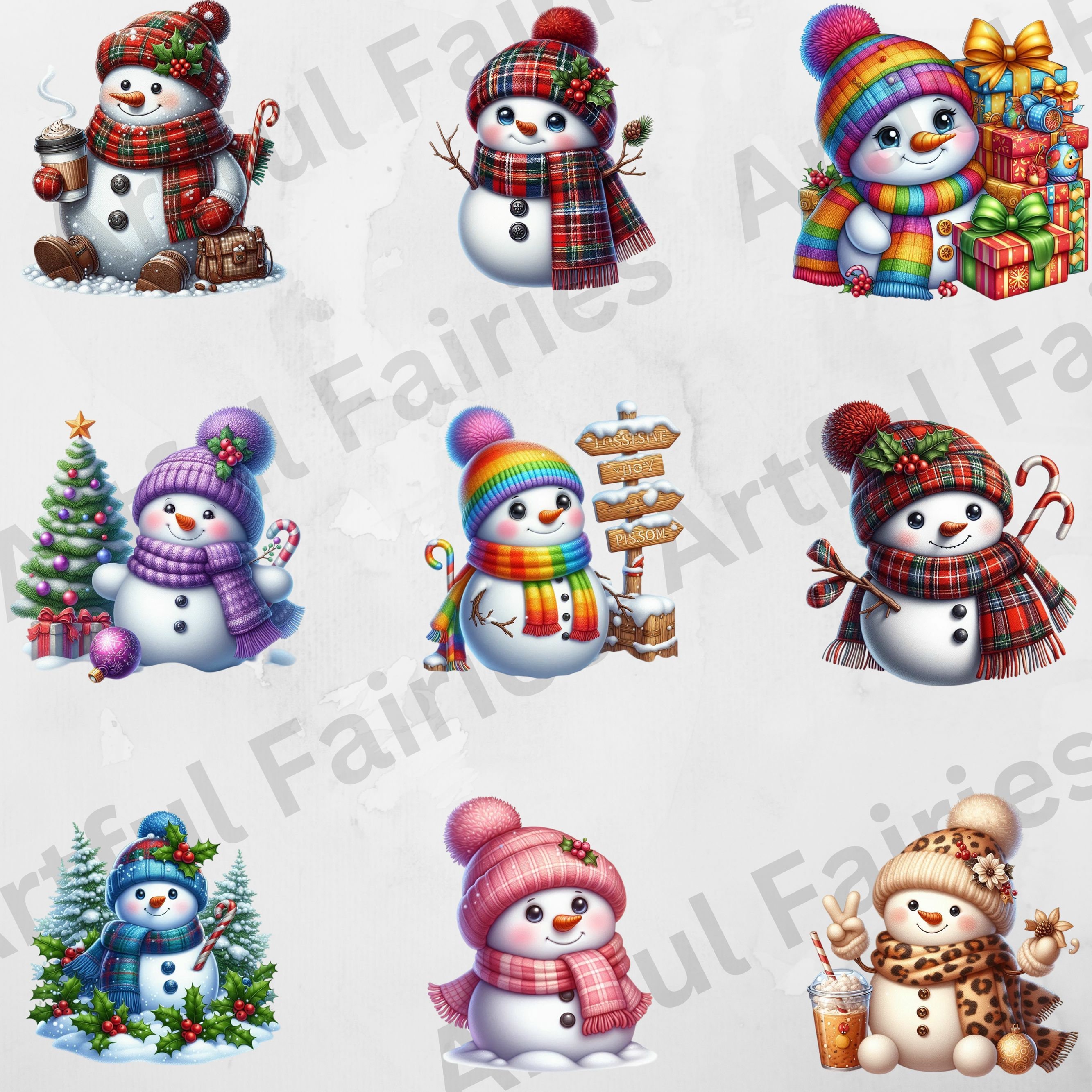 Cute Snowmen Clipart Snowman PNG Christmas Graphics Winter Holidays ...