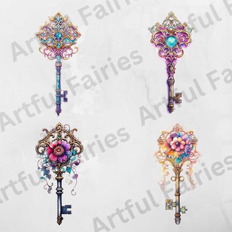 Magic Key Clipart Fantasy Clipart Witchy PNG Fairy Clipart - Etsy