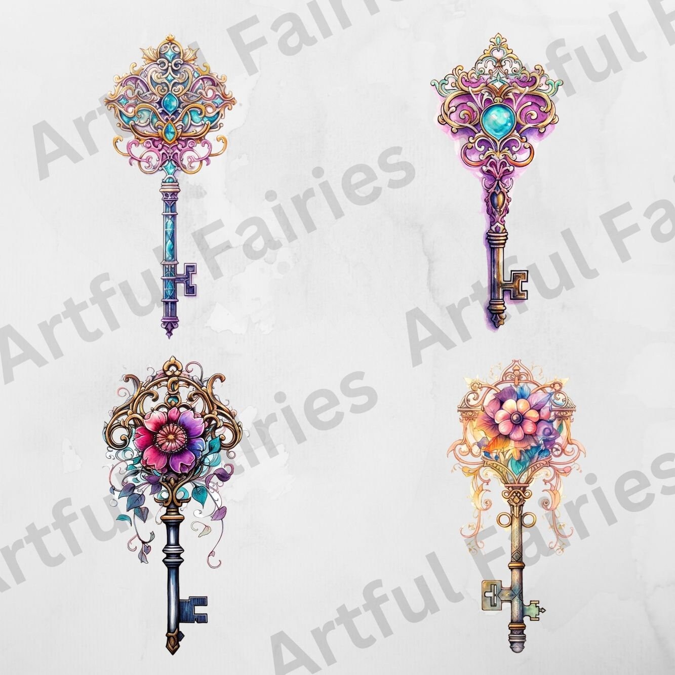 Magic Key Clipart Fantasy Clipart Witchy PNG Fairy Clipart - Etsy