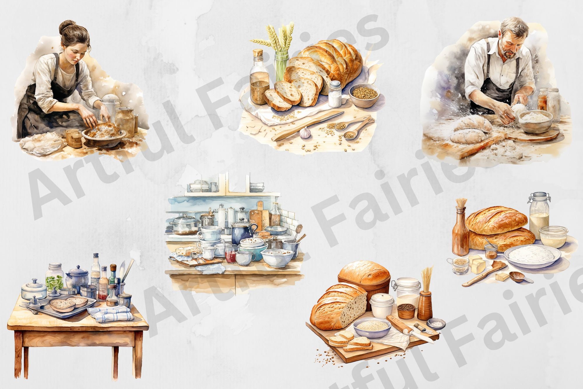 Watercolor Baking Clipart Baking PNG Farmhouse Food Kitchen Home Bakery ...