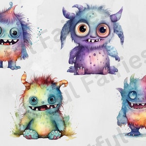 Cute Monster Clipart Monsters Watercolour Clipart Bundle PNG ...