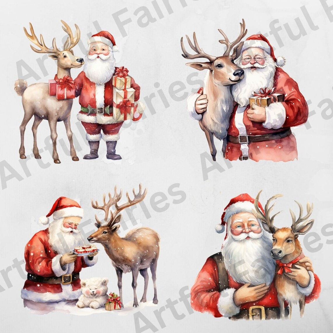 Santa Clipart Santas Reindeer PNG Santa Claus PNG Santa Little Reindeer ...