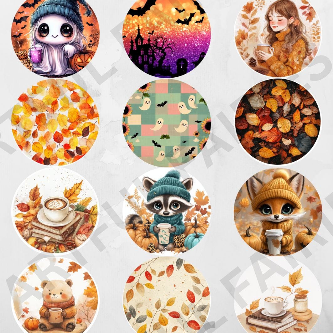 Fall Car Coaster PNG Bundle Sublimation Design Autumn Halloween ...