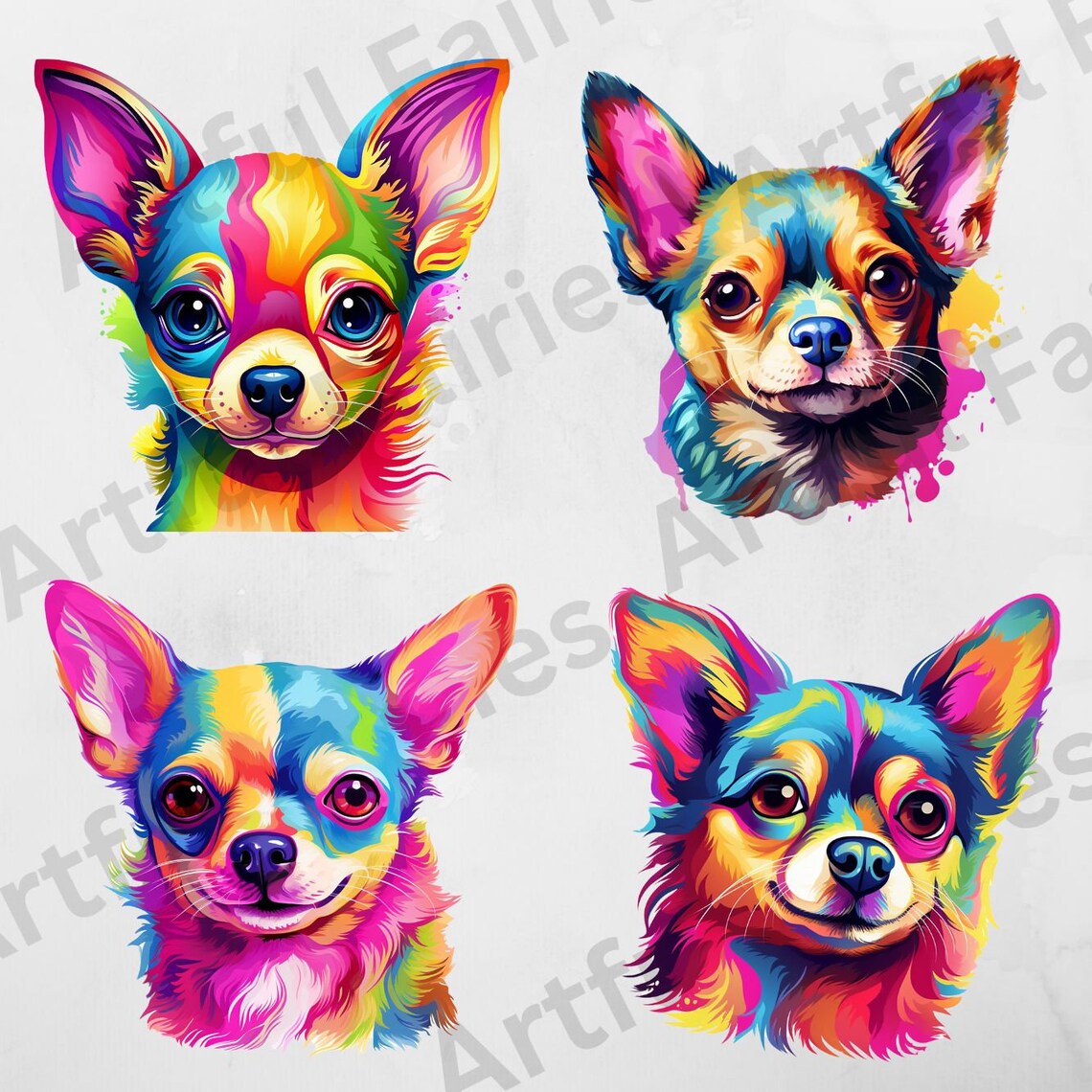 Rainbow Chihuahua PNG Dog Clipart Animal Clipart Dog PNG Pet ...
