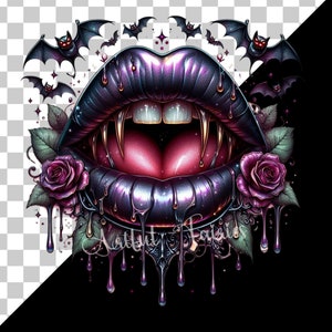 Gothic Lips PNG Sublimation Design Halloween DTF Lip Print Clipart ...