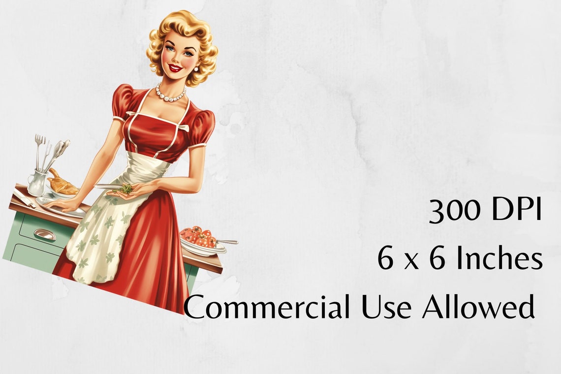 Retro Housewife Clipart 50s PNG 50s Housewife Retro Clipart - Etsy