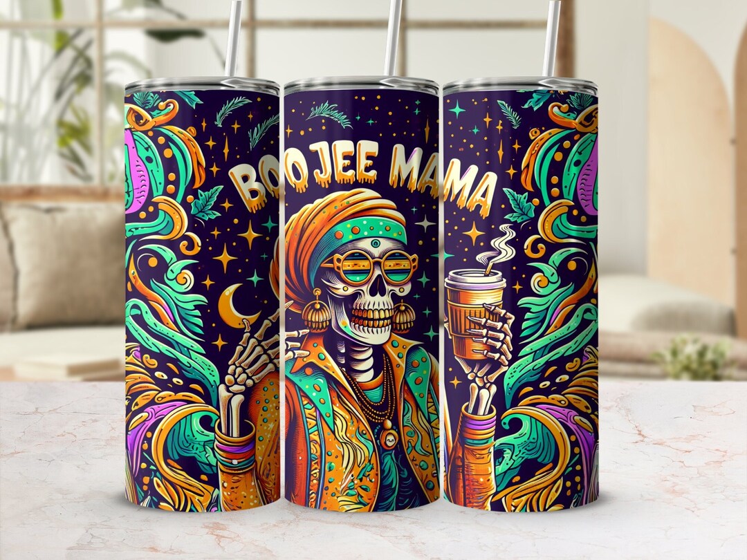 Boo Jee Mama Tumbler Wrap Skeleton Tumbler Boo-gee Png Halloween Skull ...