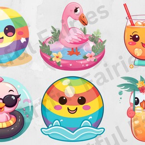 Kawaii Clipart Pool Party Clipart Invite Tropical Pool Party PNG Cute ...
