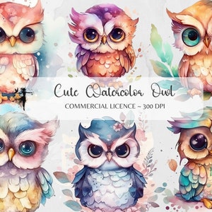 Watercolour Owl Clipart Sublimation Design Owl PNG Cute Baby Owls Wall ...