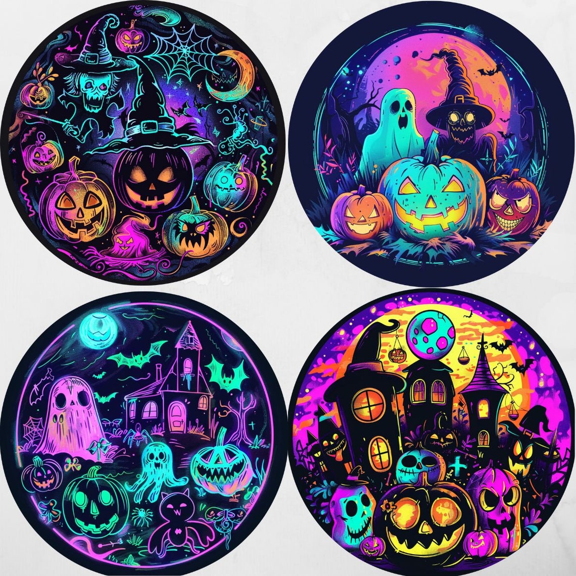 Neon Halloween Wind Spinner PNG Halloween Spinner Designs Sublimation ...