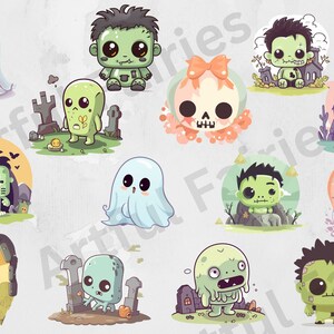 Kawaii Halloween Clipart Cute Halloween PNG Chibi Clipart Kawaii ...
