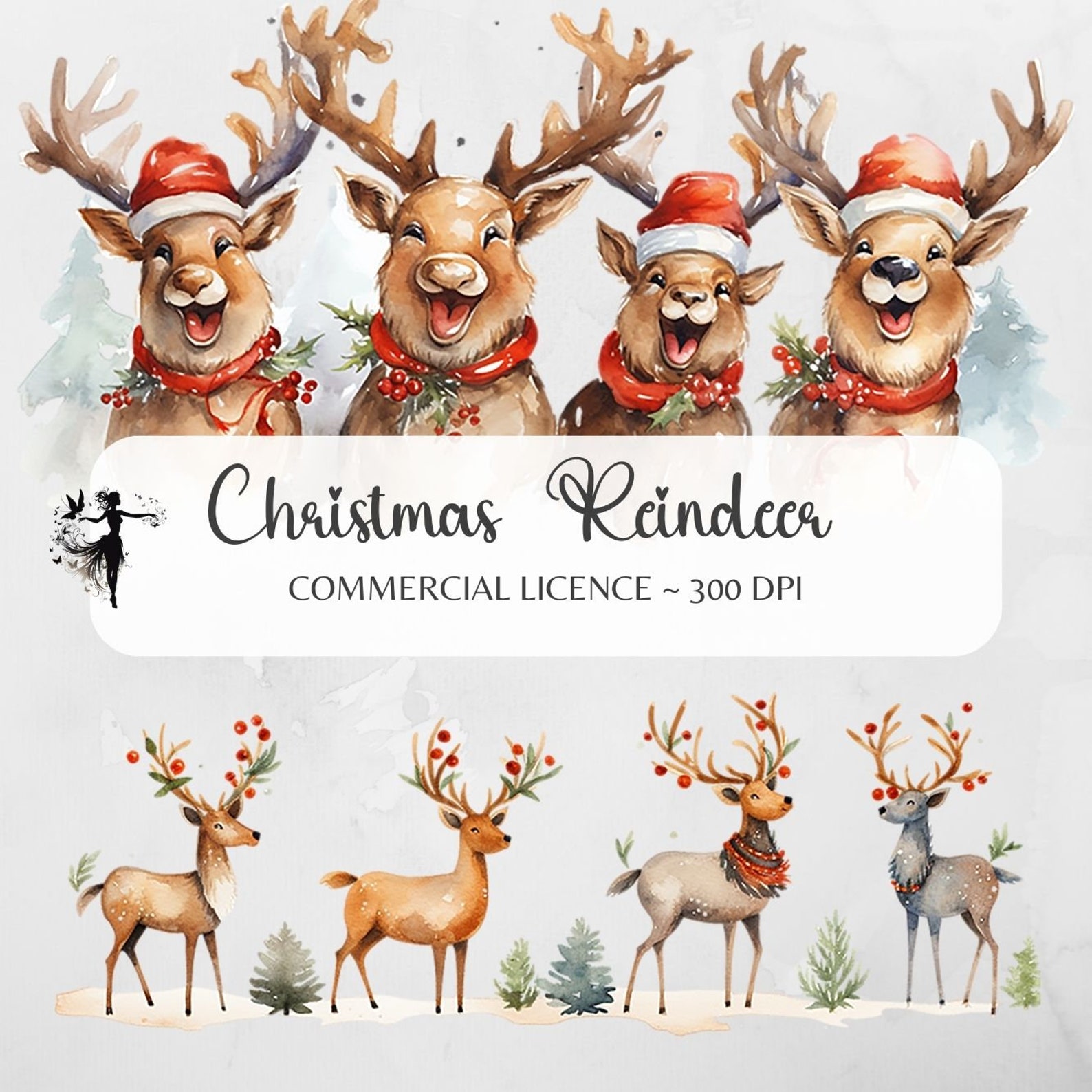 Reindeer PNG Watercolor Reindeer Clipart Cute Reindeer - Etsy
