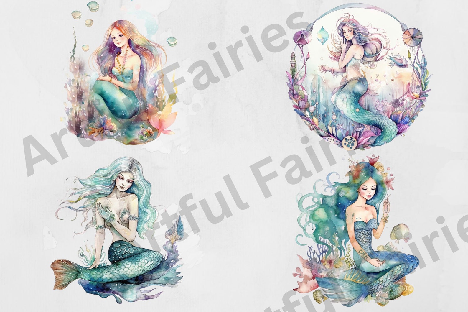 Mermaid Clipart Mermaid PNG Watercolor Mermaids Mermaid Invitation ...