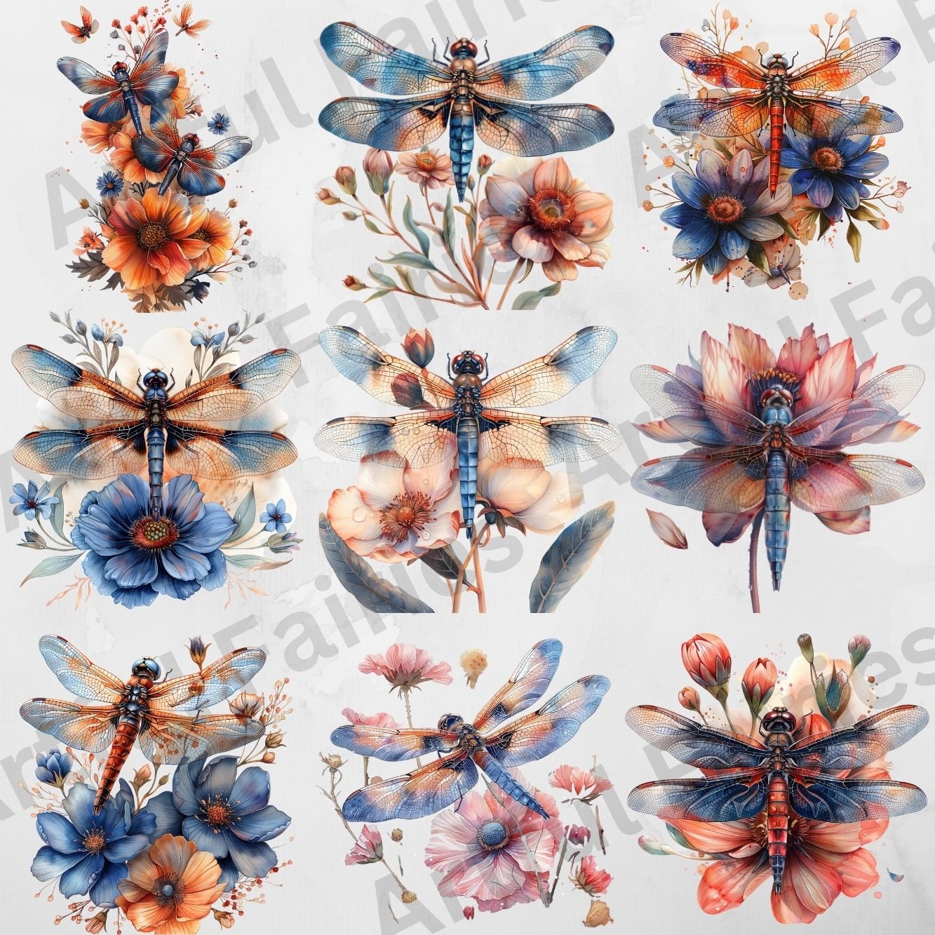 Dragonfly PNG Cute Dragonflies Flowers Clipart Garden Sublimation ...