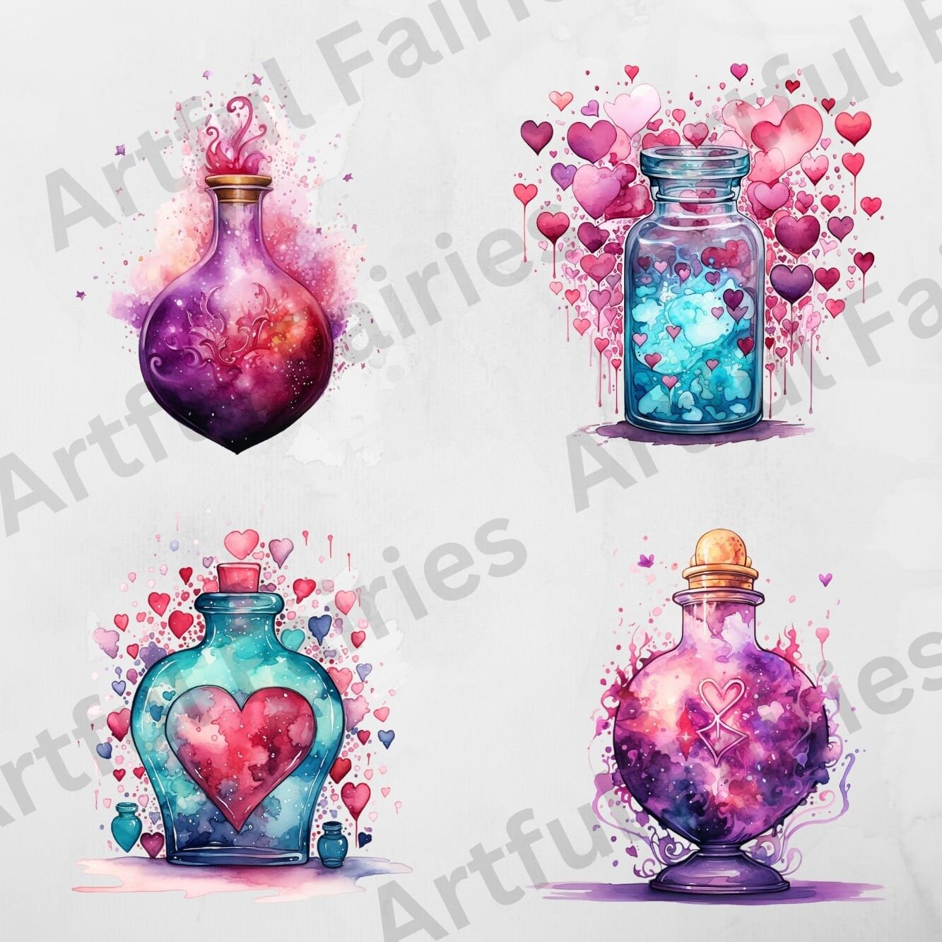 Valentine Love Potion Clipart Valentine Clipart Witchy Clipart ...