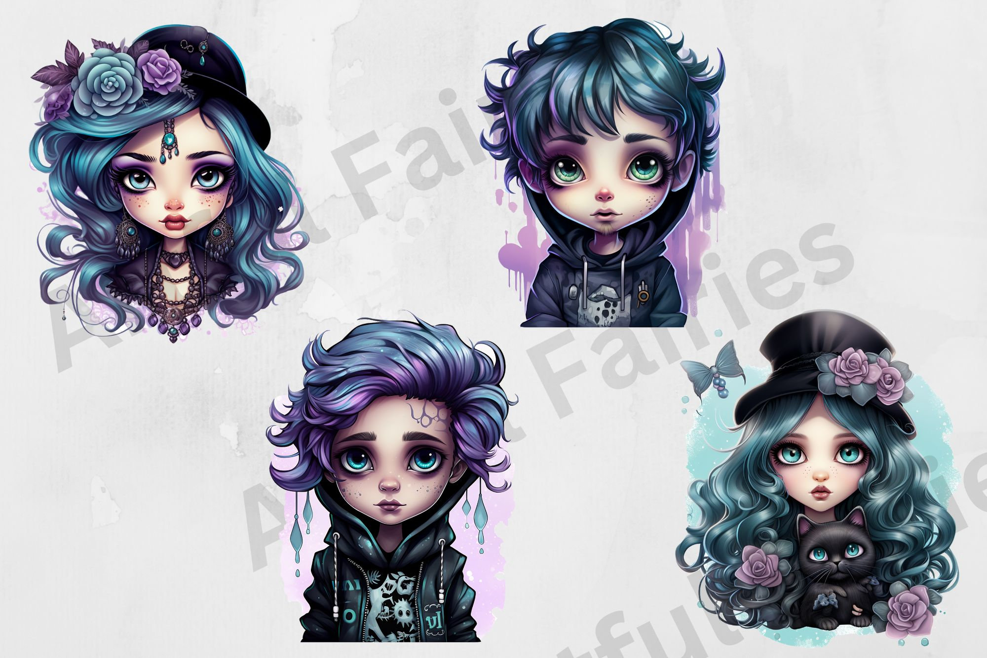 Pastel Goth Clipart Kawaii Goth PNG Pastel Goth Stickers Pastel Goth ...