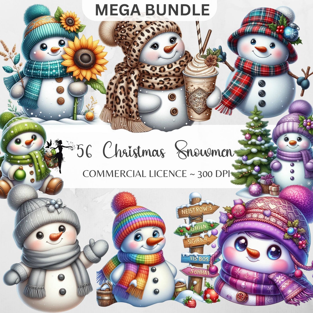 Cute Snowmen Clipart Snowman PNG Christmas Graphics Winter Holidays ...