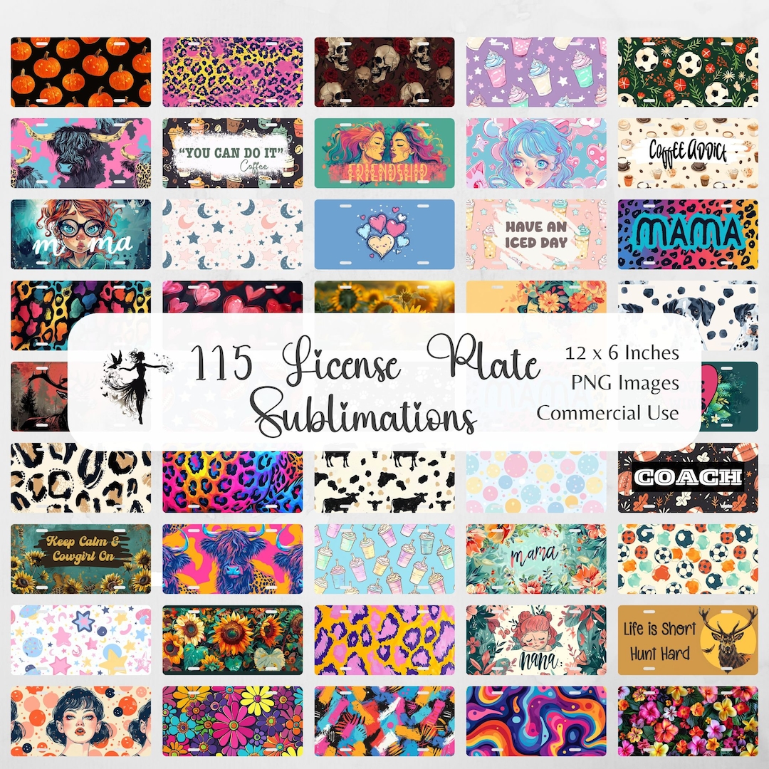 License Plate PNG Design Mega Bundle Sublimation Design Front License ...