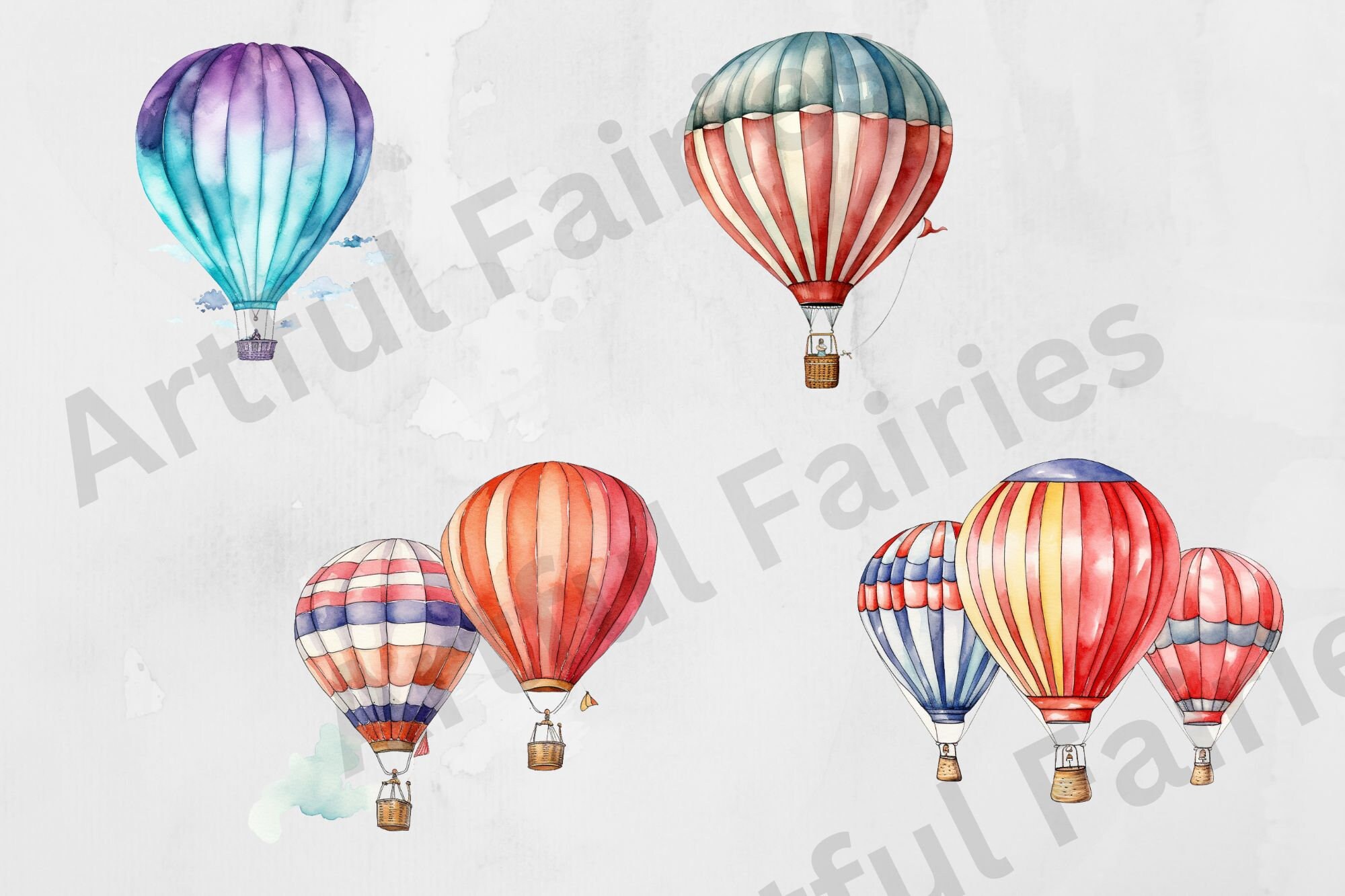 Hot Air Balloon PNG Balloon Clipart Watercolor Clipart - Etsy